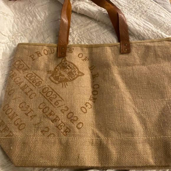 Nespresso | Bags | Nespresso Jute Tote Bag With Leather Handles | Poshmark
